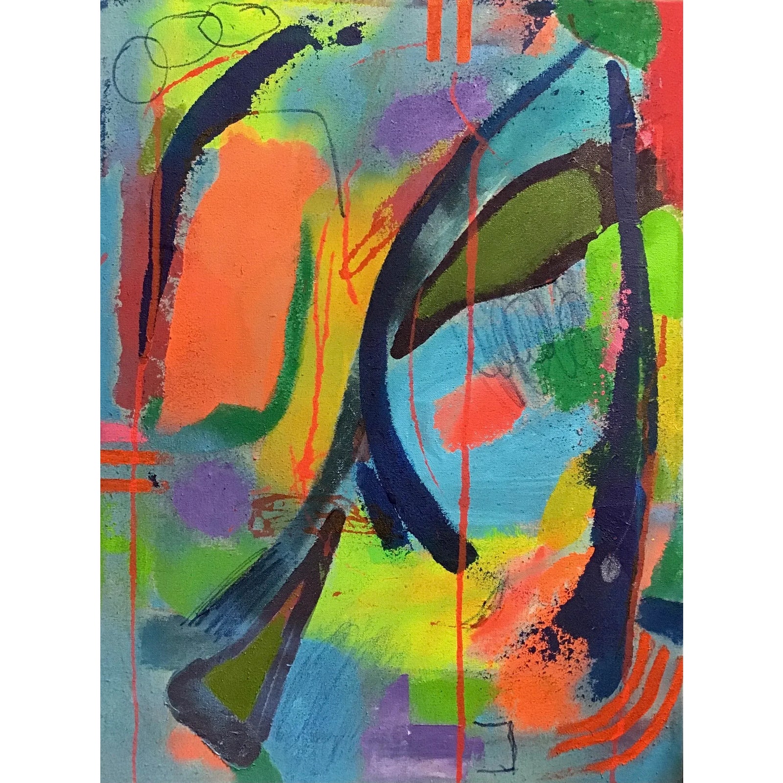 Original Abstract Painting on Repurposed Painters Tarp | Chairish
