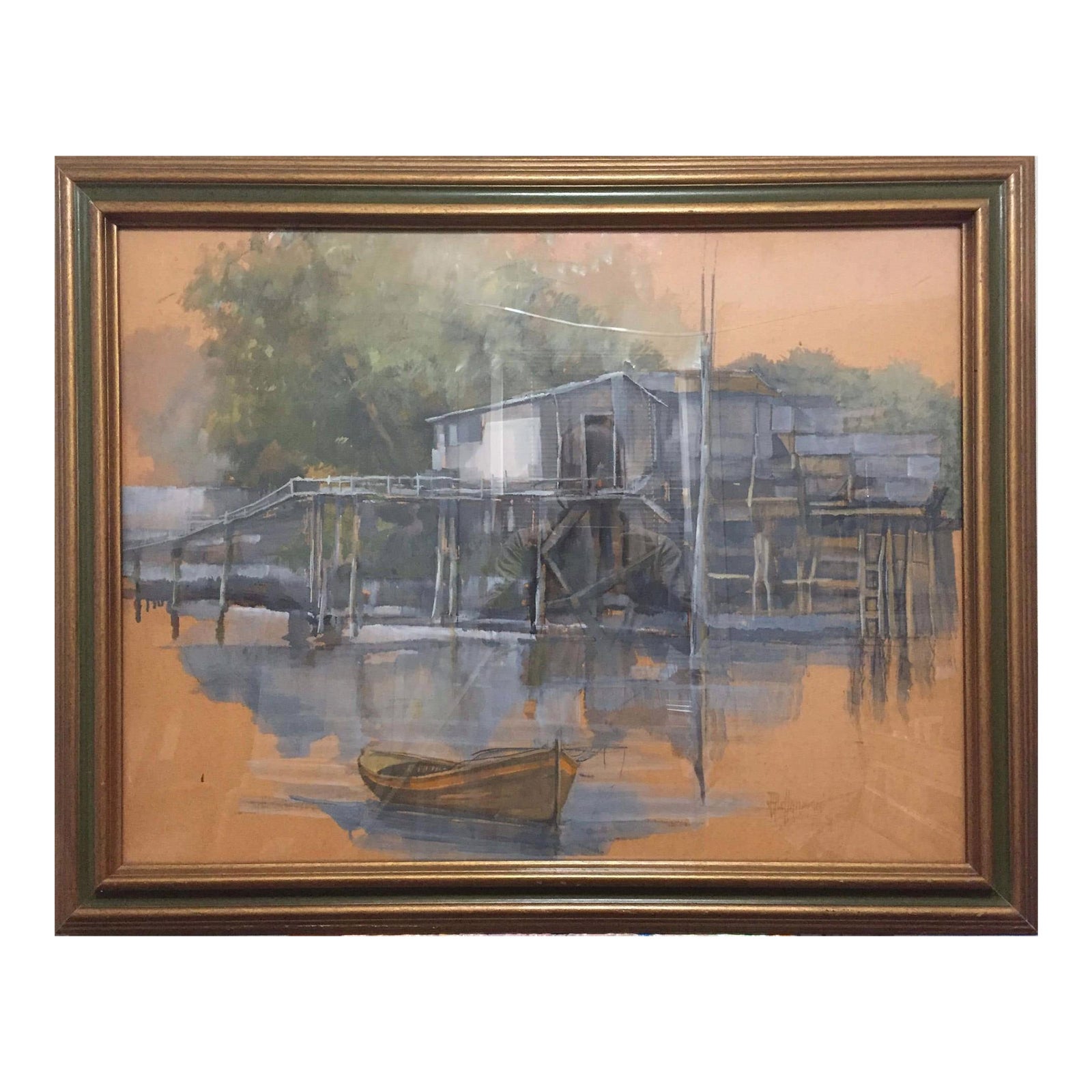 1970s Pirogue on the Mississippi (Published in Monograph) Framed ...