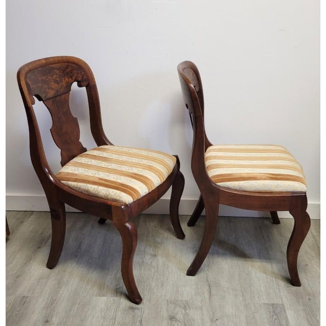 Set of Four Biedermeier Revival Walnut Dining Chairs, Early 20th ...