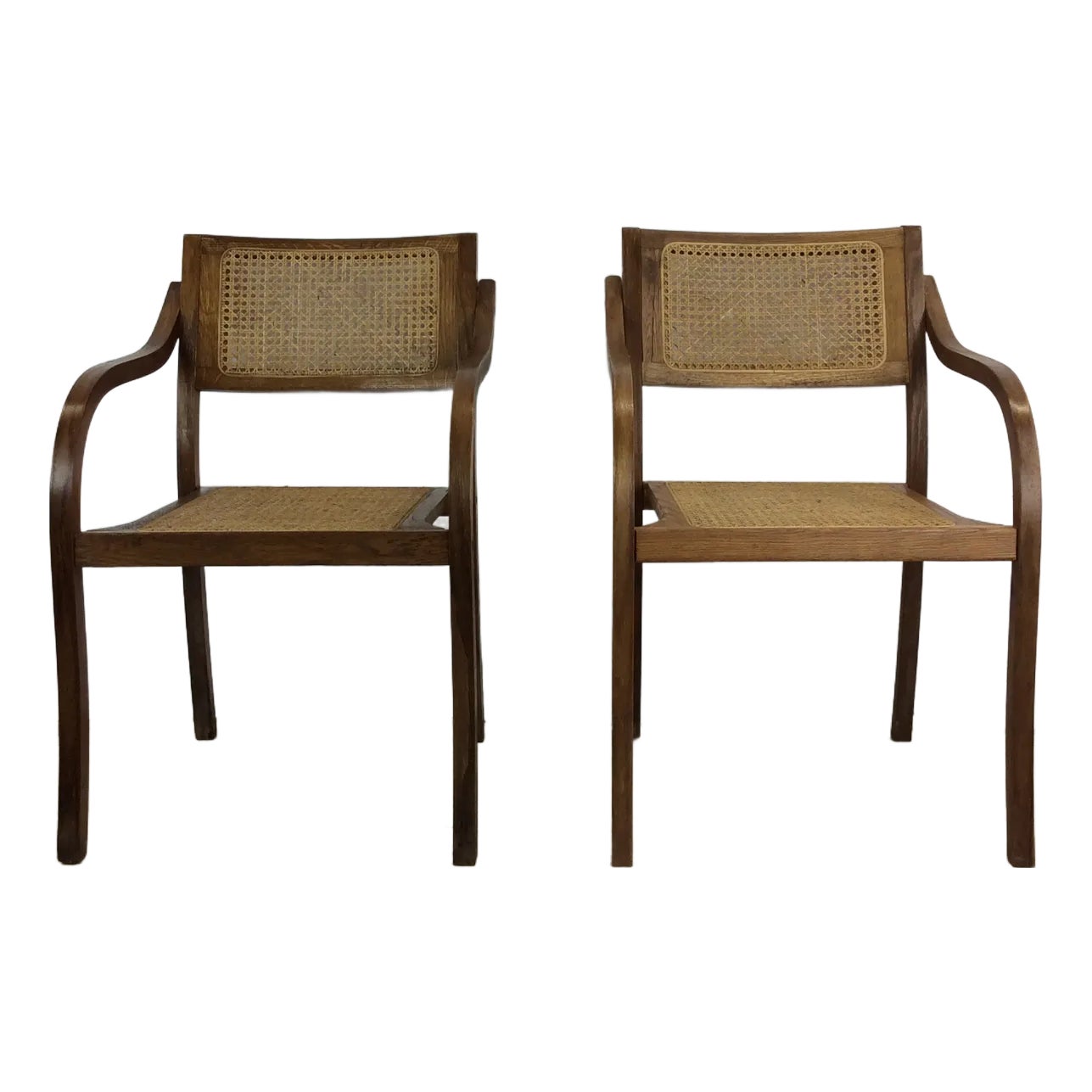 Pair of Mid Century Modern Bentwood Chairs With Caned Seat and Back ...