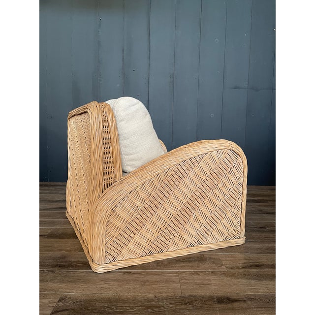 1980s Jay Spectre Wicker Postmodern Chair with New Upholstery ...