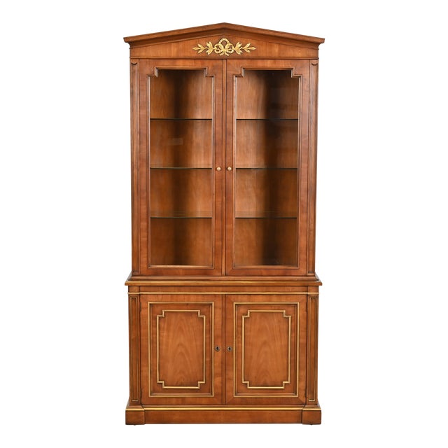 Kindel Furniture Neoclassical Cherry Wood and Gold Gilt Lighted ...
