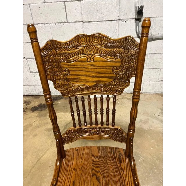 Mid 20th Century Set of Four Vintage Solid Pressed Back Tiger Oak ...