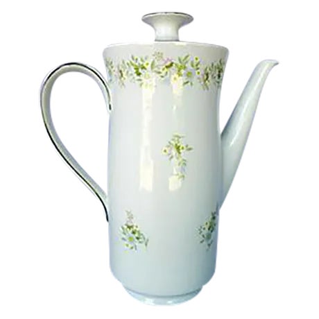 Mid-Century Modern Porcelain Floral Coffee Pot | Chairish