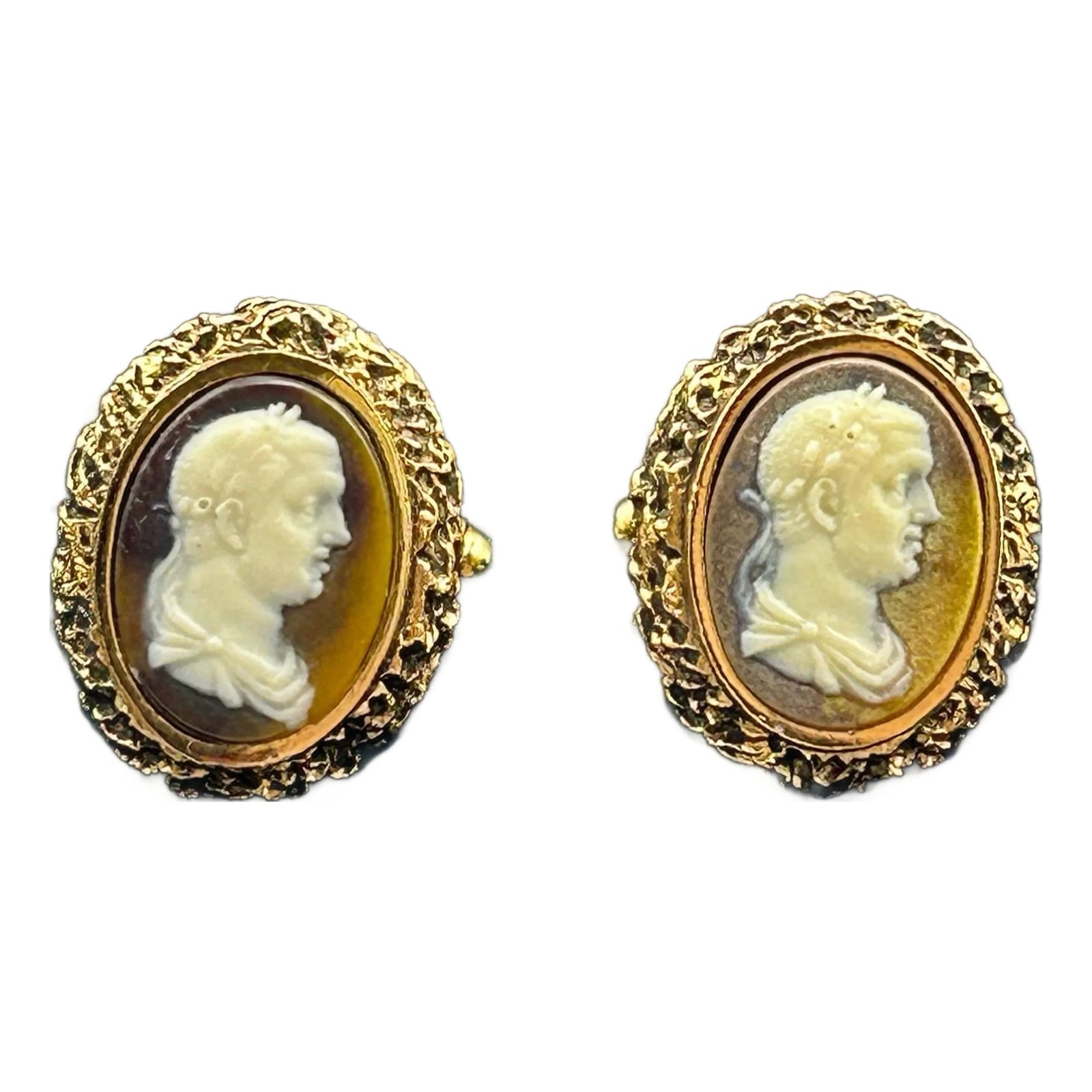 Caesar Cameo Cufflinks Dante Museum Masterpiece Incolay Caramel Amber ...