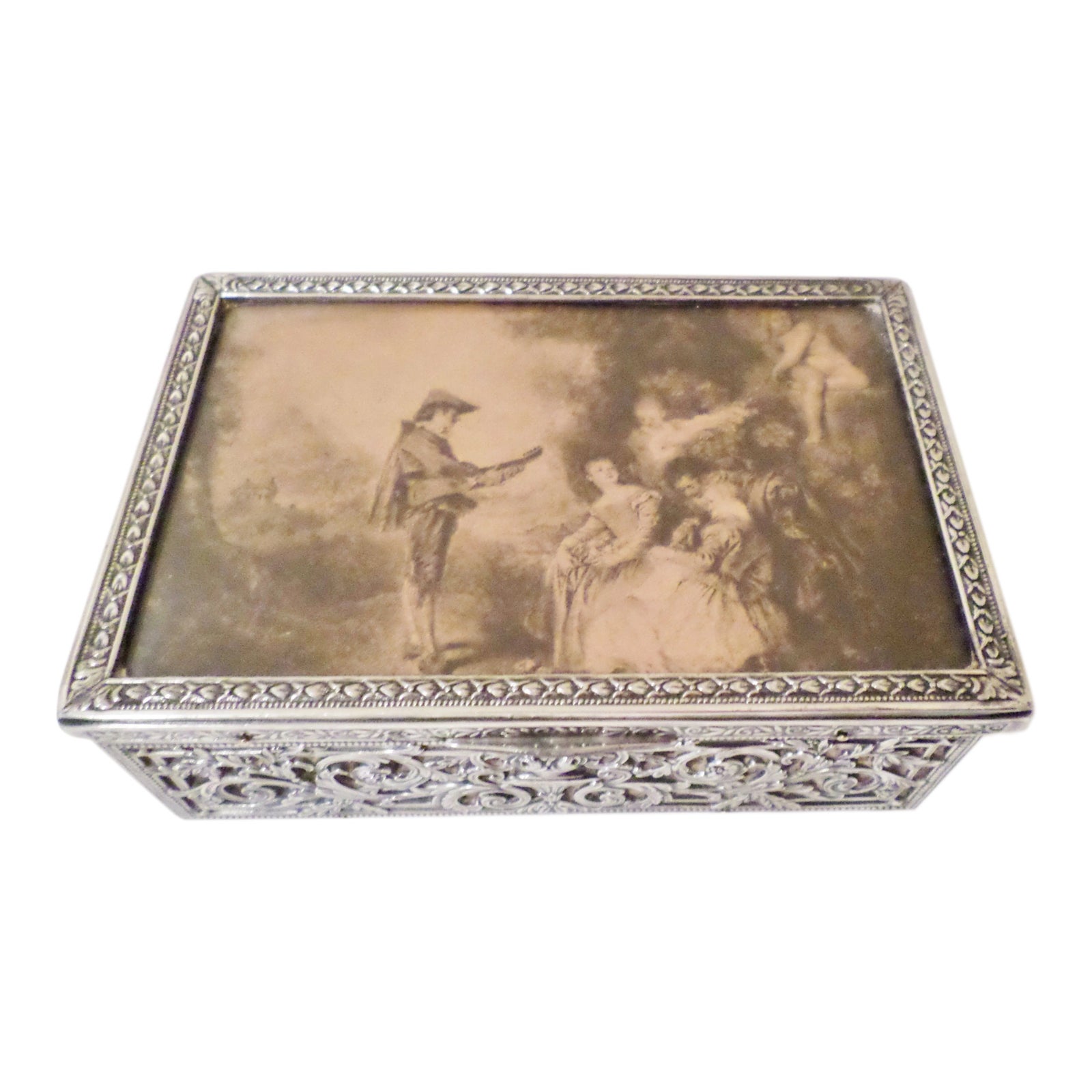 Antique Baroque Sterling Silver Music Box Trinket Box | Chairish