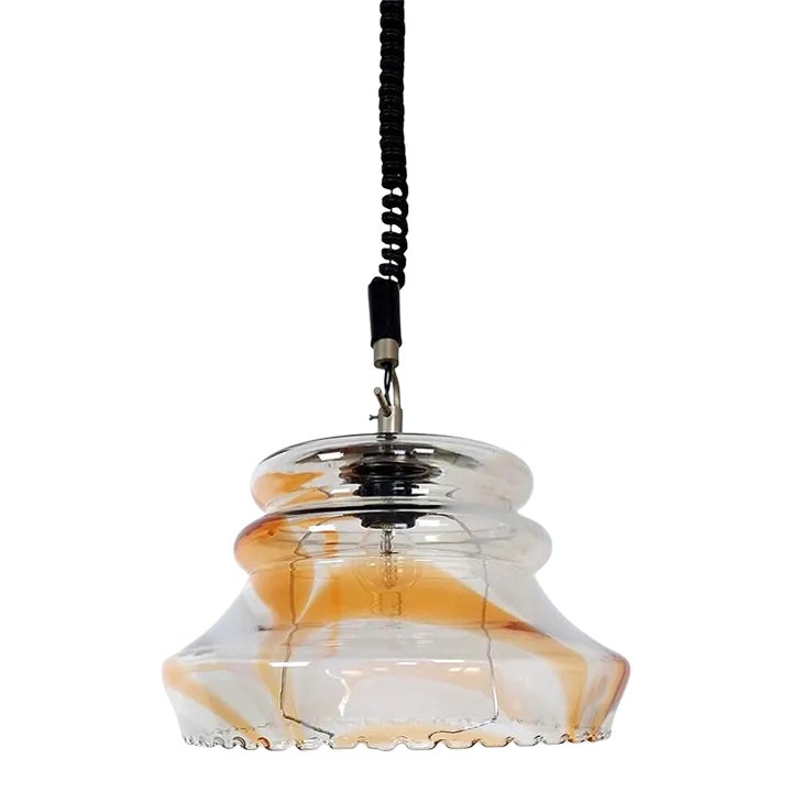1970s Vintage Orange White Pendant Light | Chairish