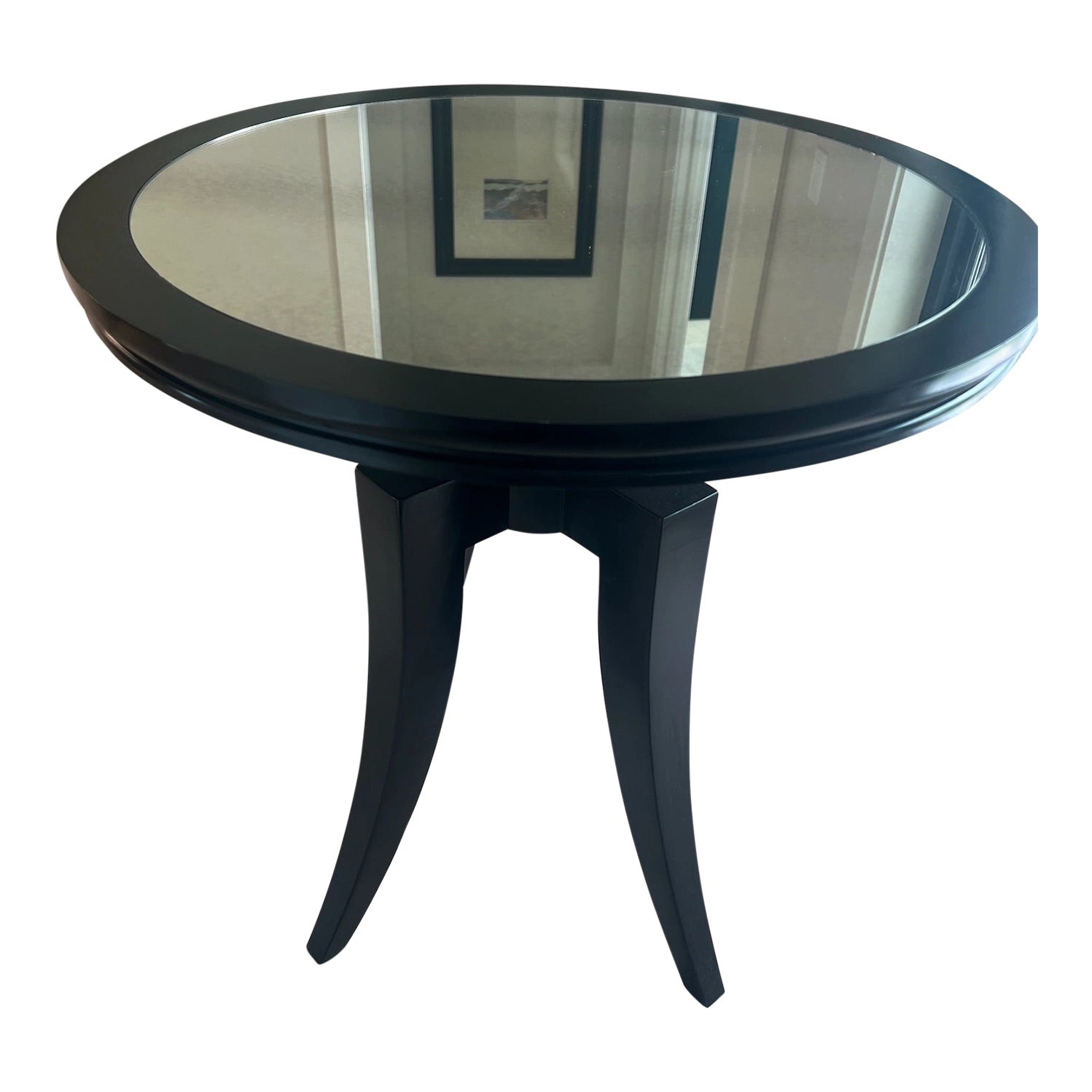 Bernhardt Round Accent Table With Mirrored Top | Chairish