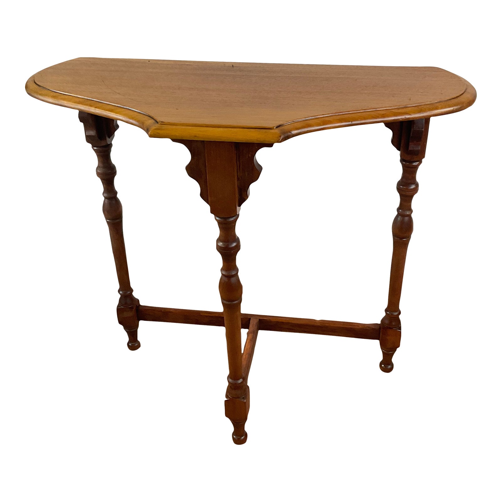 Early 20th Century Antique Maple 3-Legged Demi-Lune Accent Table | Chairish