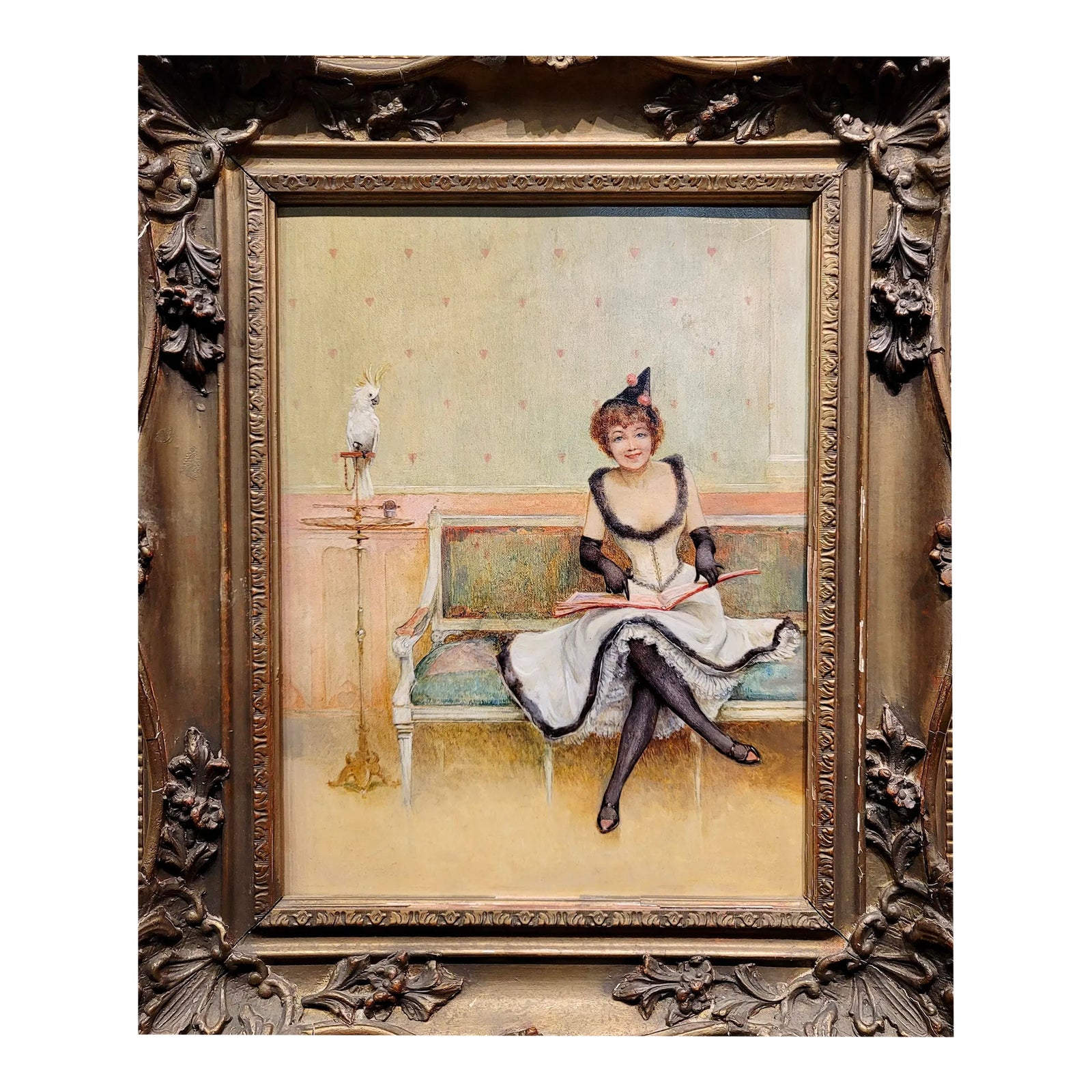 Edward Reed -Female Entertainer With White Parrot -C.1895 Oil Painting ...