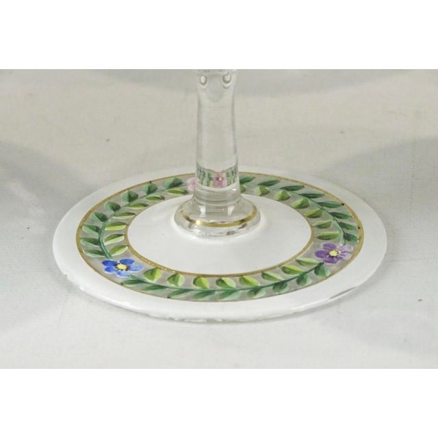 Antique Garden Flowers and White Hand Painted Victorian Glassware Water ...