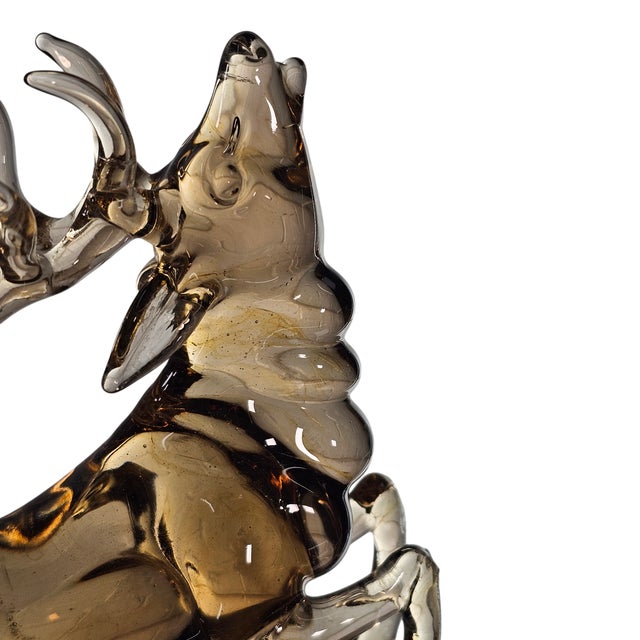 Lamp Work Hand Blown Art Glass Stag Deer Figurine 7.75" | Chairish