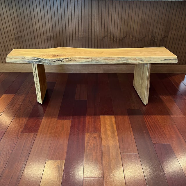 Live Edge Elegant Spalted Maple Wood Bench | Chairish