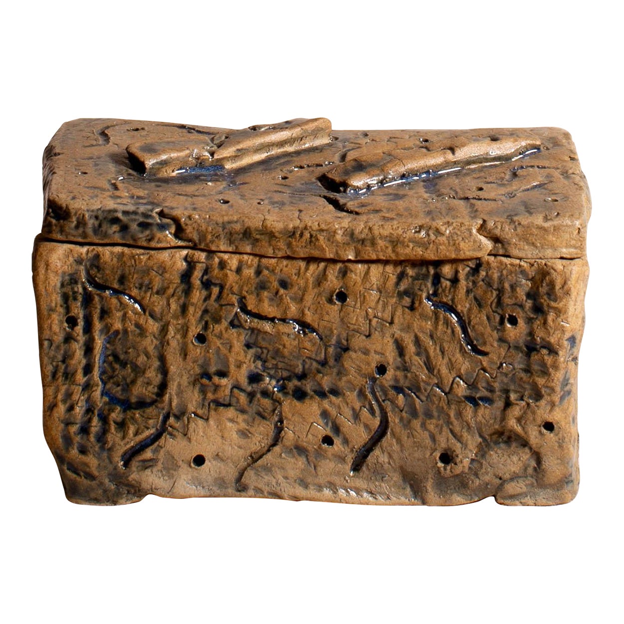 Late 20th Century Vintage Studio Pottery Ceramic Textured Rectangular ...