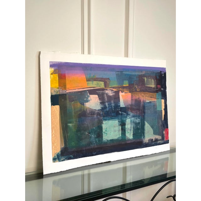 Mid 20th Century Abstract Modern Original Acrylic Painting on Paper by ...