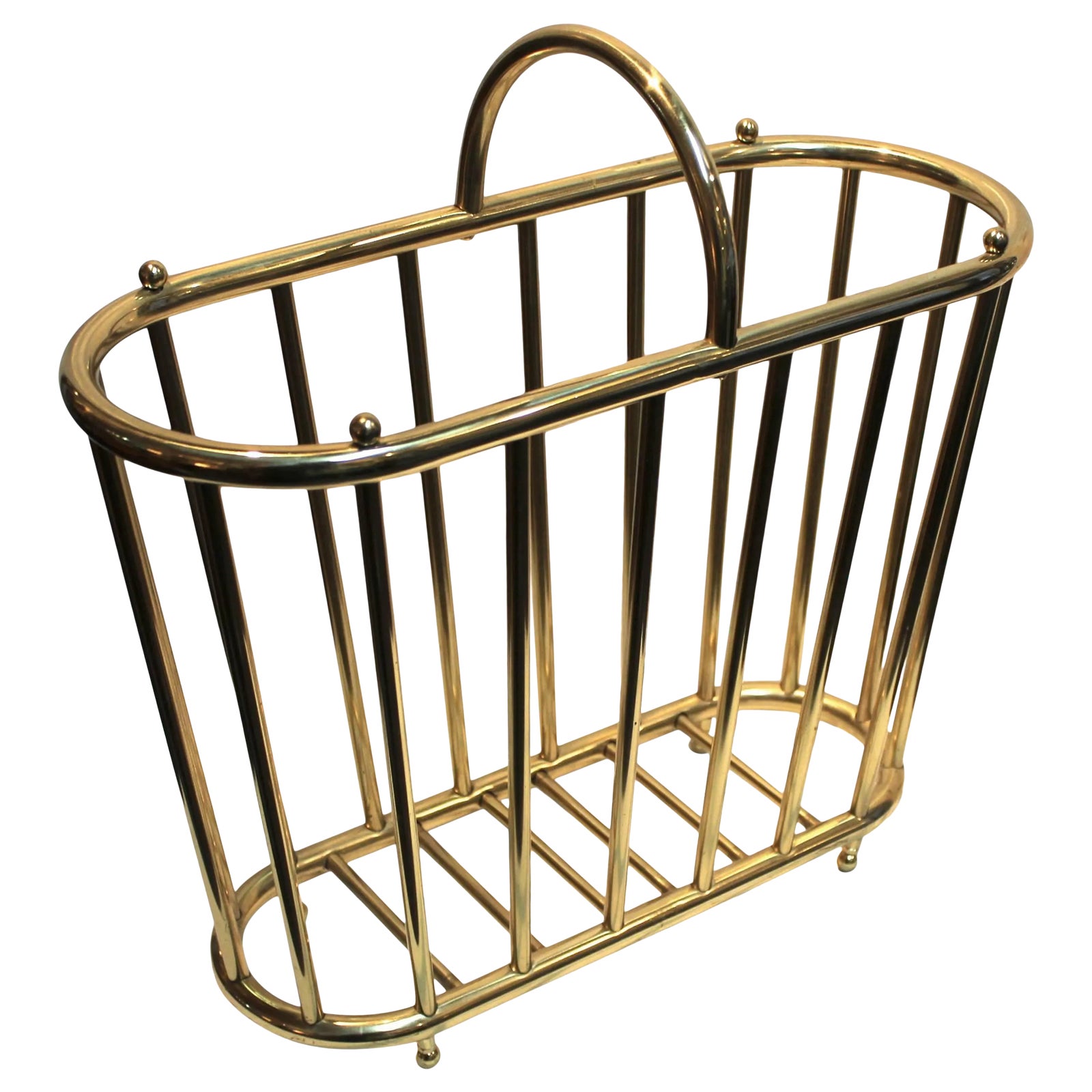 1960s Italian Brass Oval Magazine Holder | Chairish