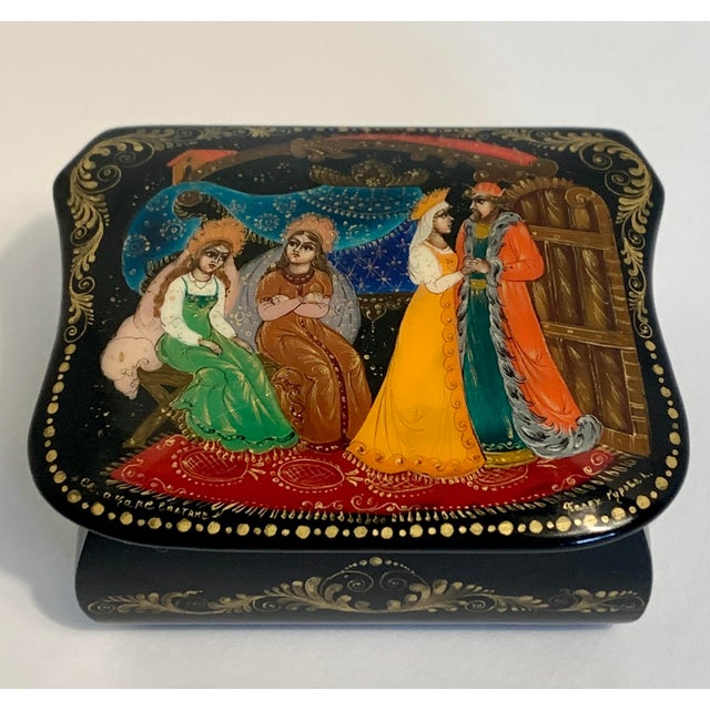 Vintage Hand Painted Russian Lacquer Box, Signed | Chairish
