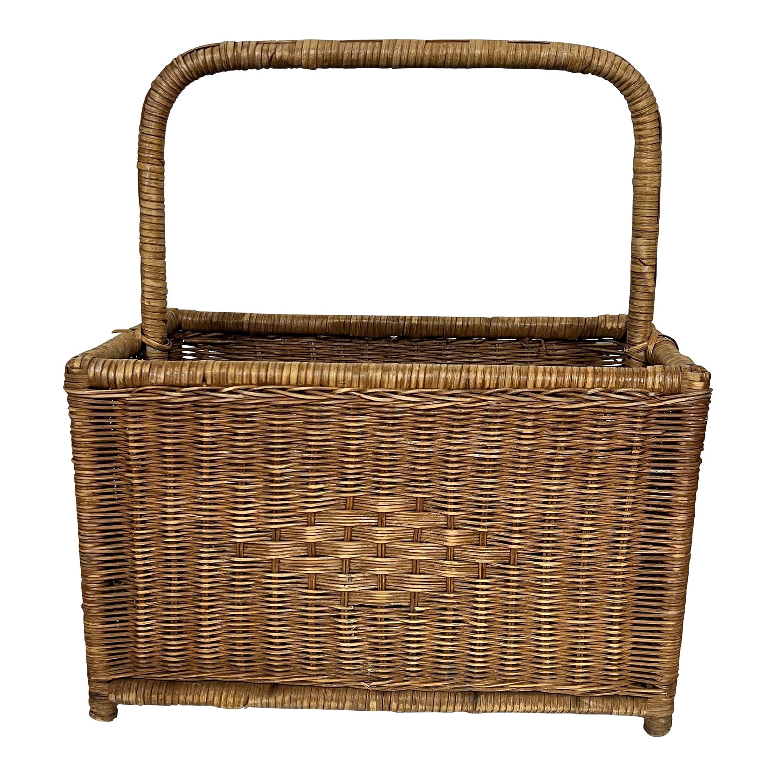Vintage Wicker Basket Magazine Holder | Chairish