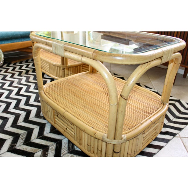 1970s Pair of Vintage Midcentury Modern Rattan End Tables | Chairish