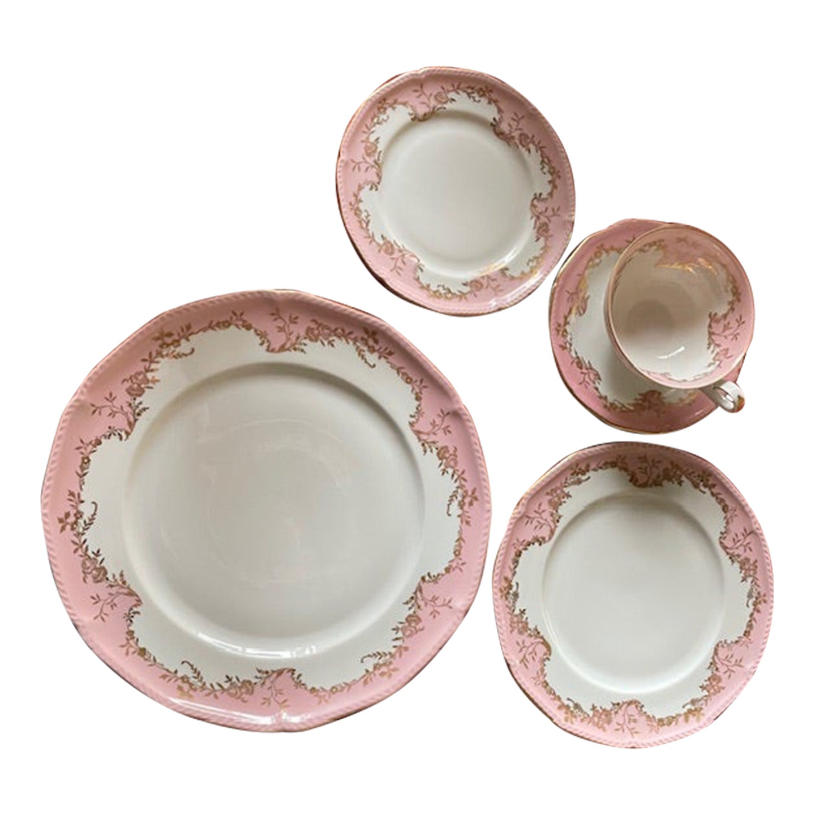 1940s Royal Tettau Rose China Dinnerware Set- 5 Pieces | Chairish