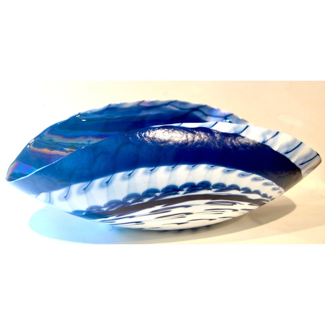 Large Murano Art Glass Shell Centerpiece Bowl | Chairish