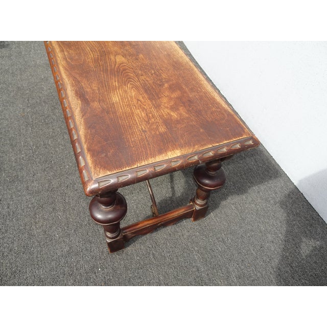 Vintage Spanish Style Bench W Iron Stretcher ~ French Country | Chairish