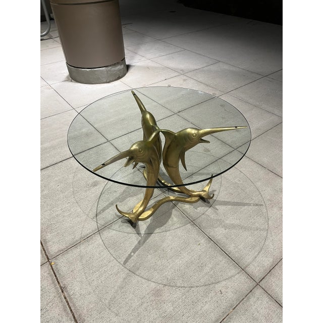 Midcentury Brass Marlin Base Nautical Coffee Table | Chairish