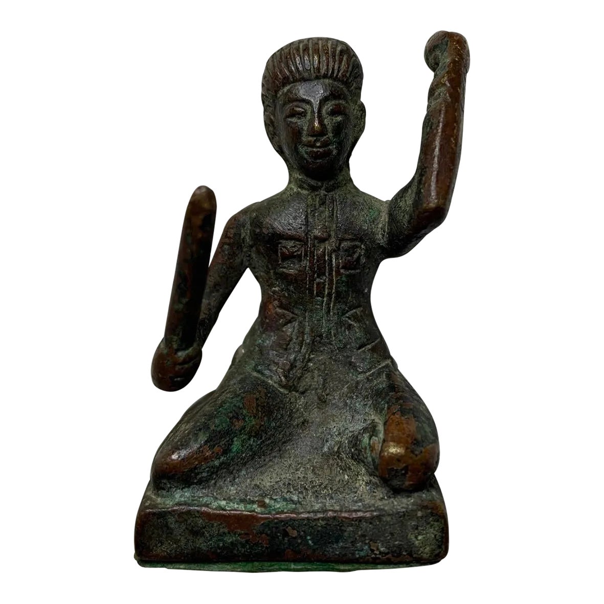 Vintage Asian Bronze Drummer Figure Folk Art Figurine | Chairish