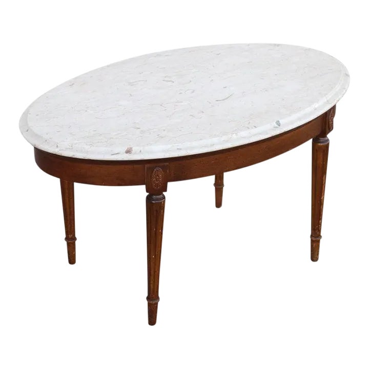 Mid 20th Century Federal Style Marble Coffee Table | Chairish