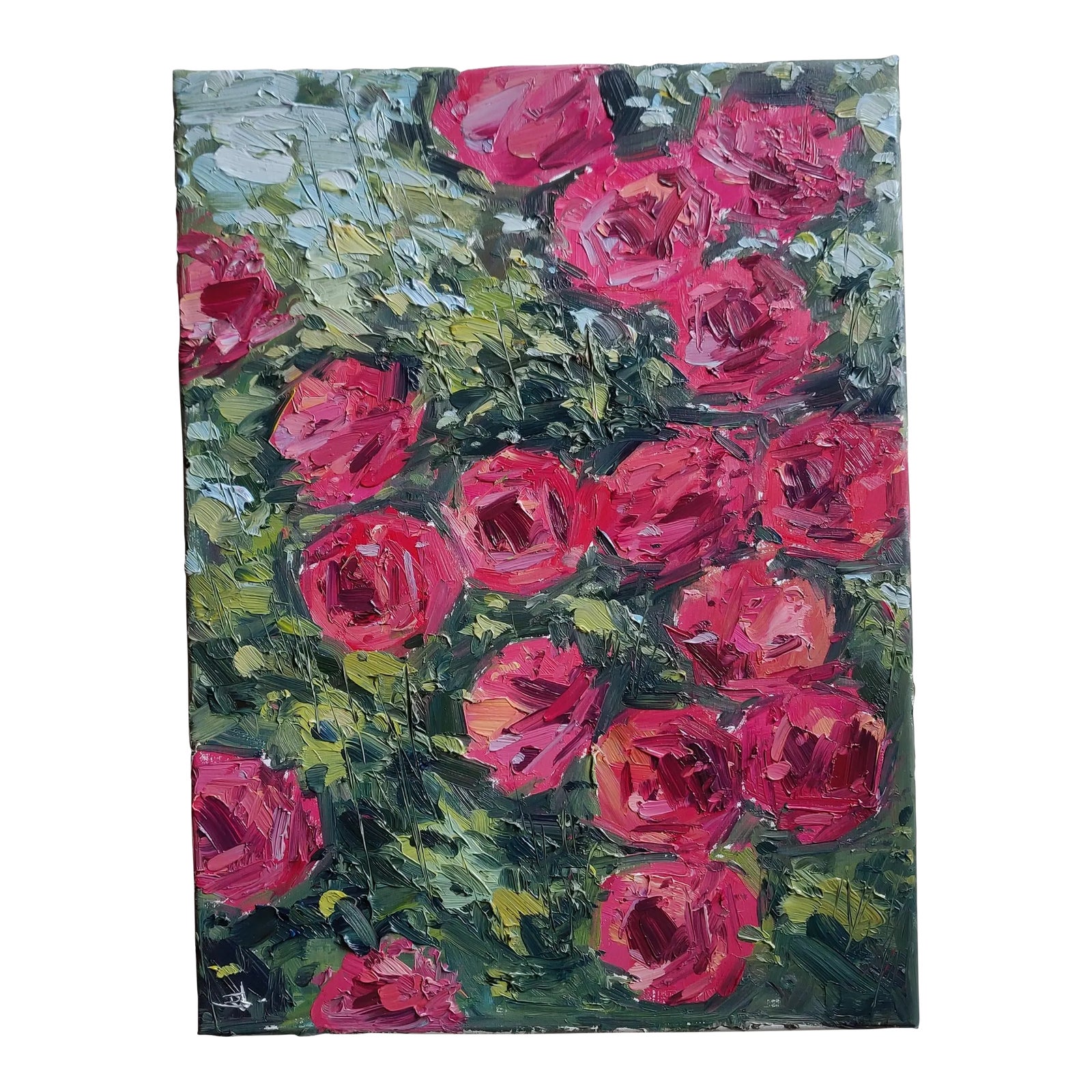 Pink Roses Still Life Oil Painting | Chairish