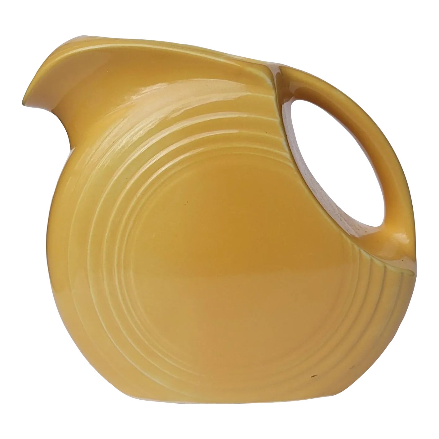 Vintage 1940s Fiestaware Disk Water Pitcher in Yellow | Chairish