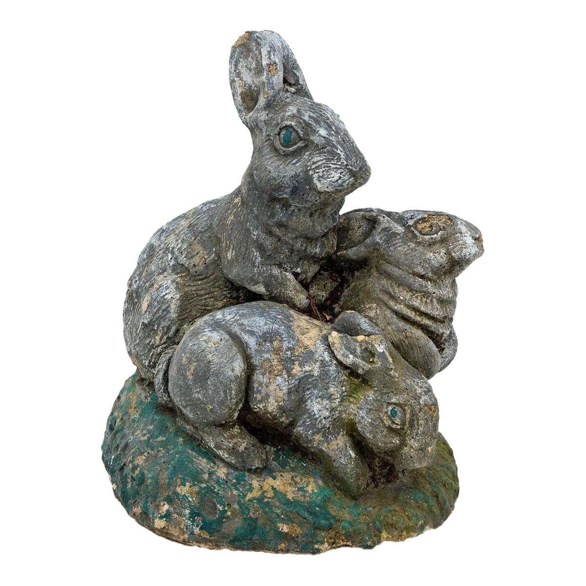 Reconstituted Stone Rabbit and Bunnies Family Garden Ornament, French ...