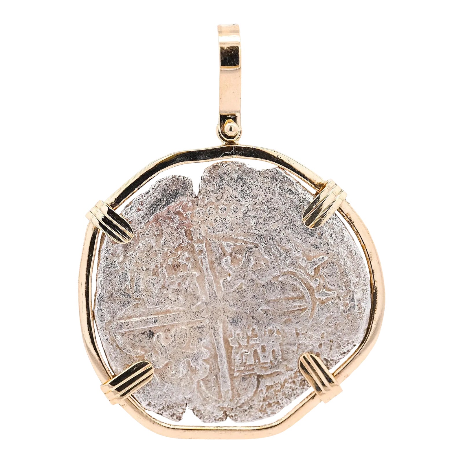 Authentic Atocha Coin 8 Reale Grade 1 Potosi Mint in 14K Bezel Pendant ...