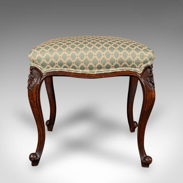 1840s Victorian Antique Dressing Stool, English, Walnut, Footstool ...