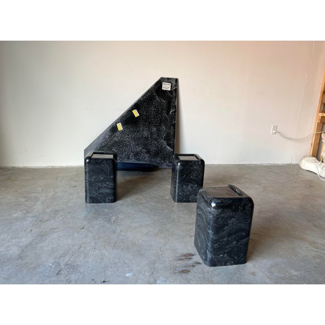Postmodern Faux - Black and White Marble Triangular Coffee Table | Chairish