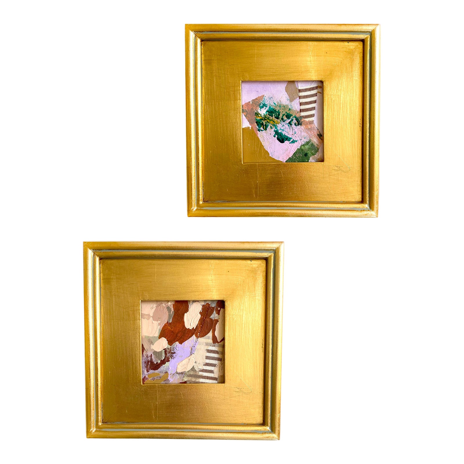 "Fall Stripes" Pair of Framed Mini Paintings by Jessalin Beutler | Chairish