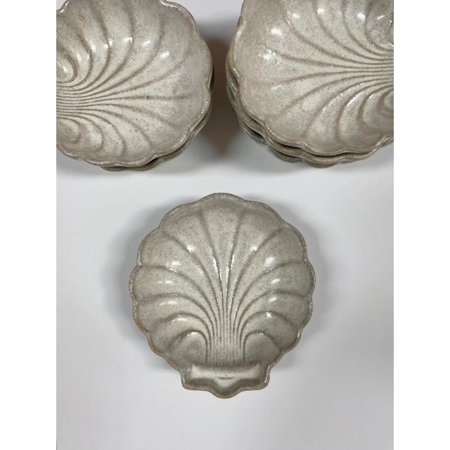 Scallop Shell Shaped Pottery Bowls / Dishes - Set of 6 | Chairish