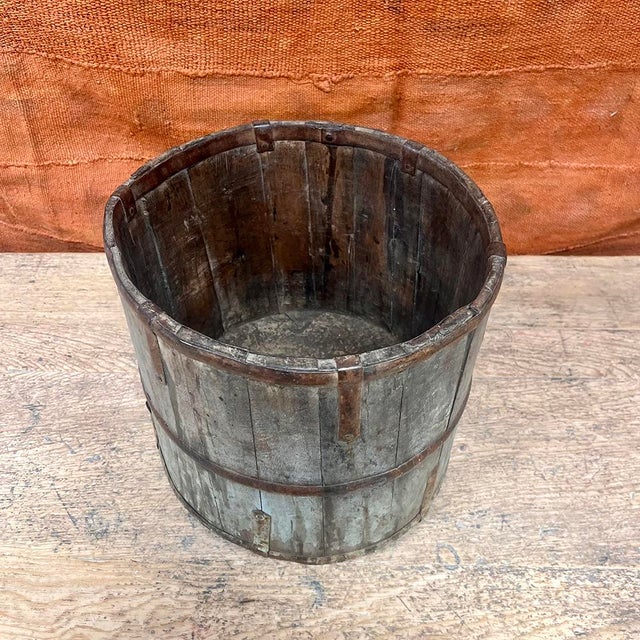 Vintage Indian Painted Planter/Bucket | Chairish