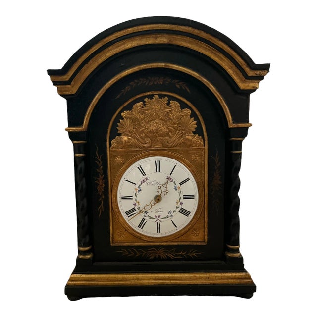 Late 20th Century Chinoiserie Decorated Mantle Clock | Chairish