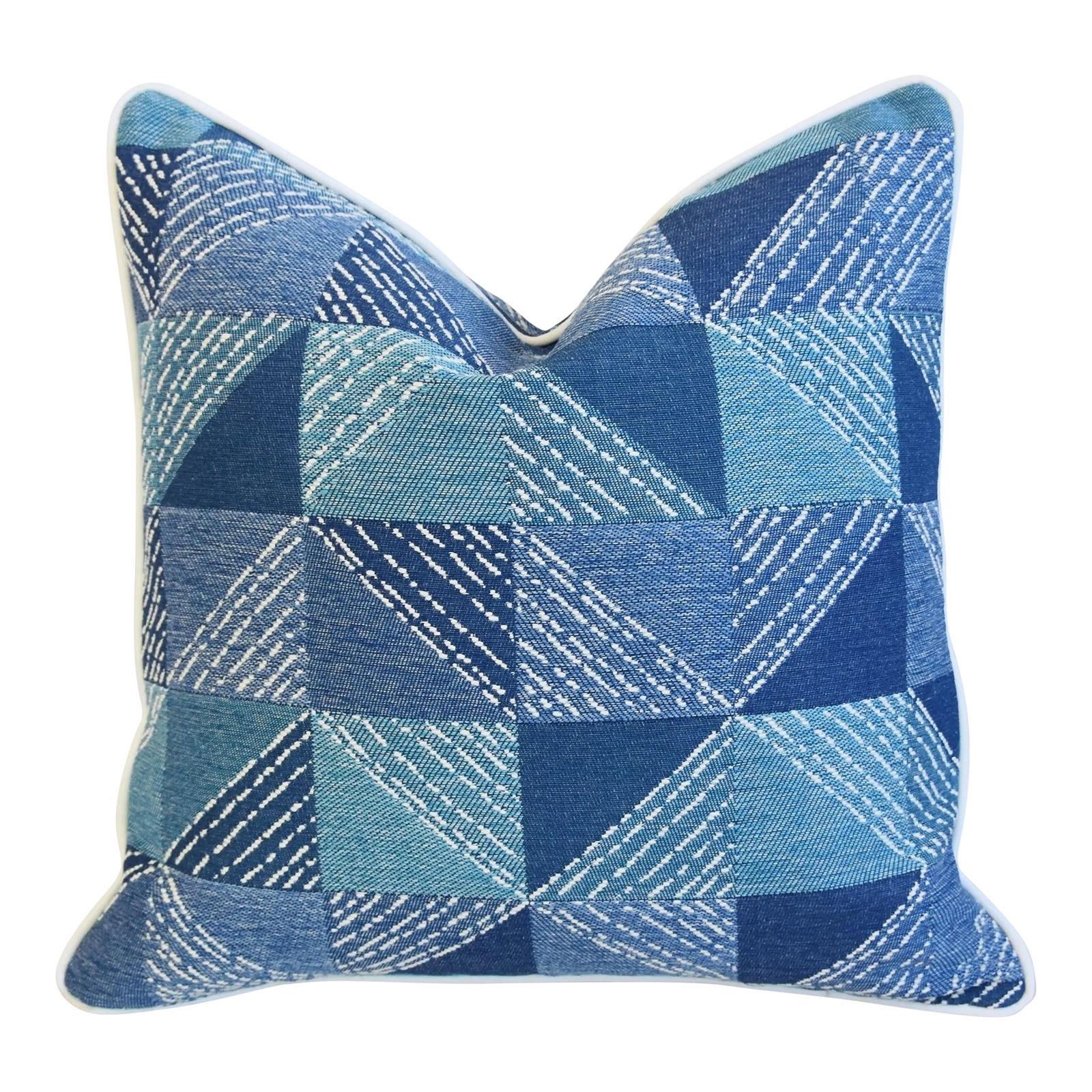 Contemporary Modern Geometric Blue& White Feather/Down Pillow 18 ...