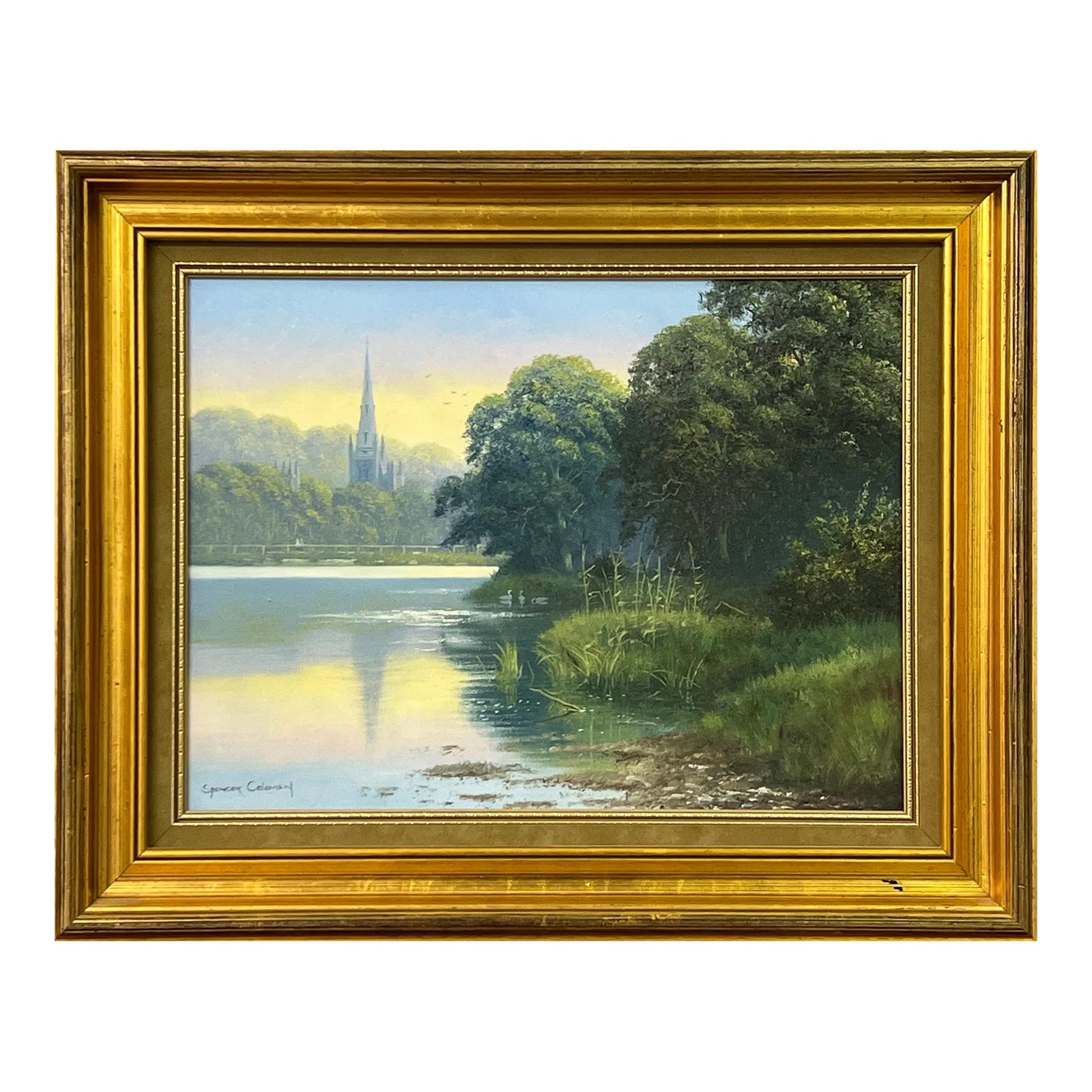 Spencer Coleman Painting of Rural Irish Countryside Scene with Swan ...