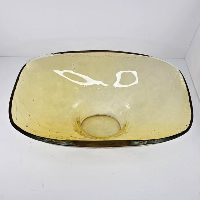 Vintage Pebbled Glass Bowl Large Decorative Pedestal Bubble Recycled ...