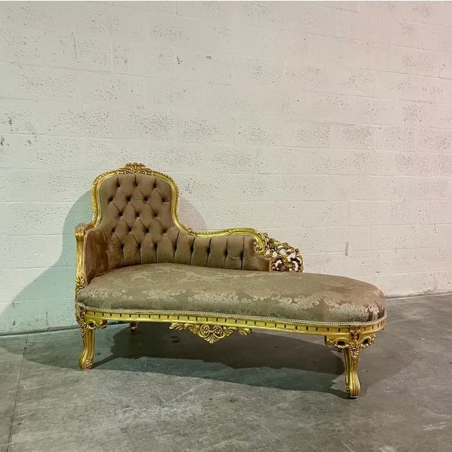 French Rococo Style Gold Chaise Lounge | Chairish