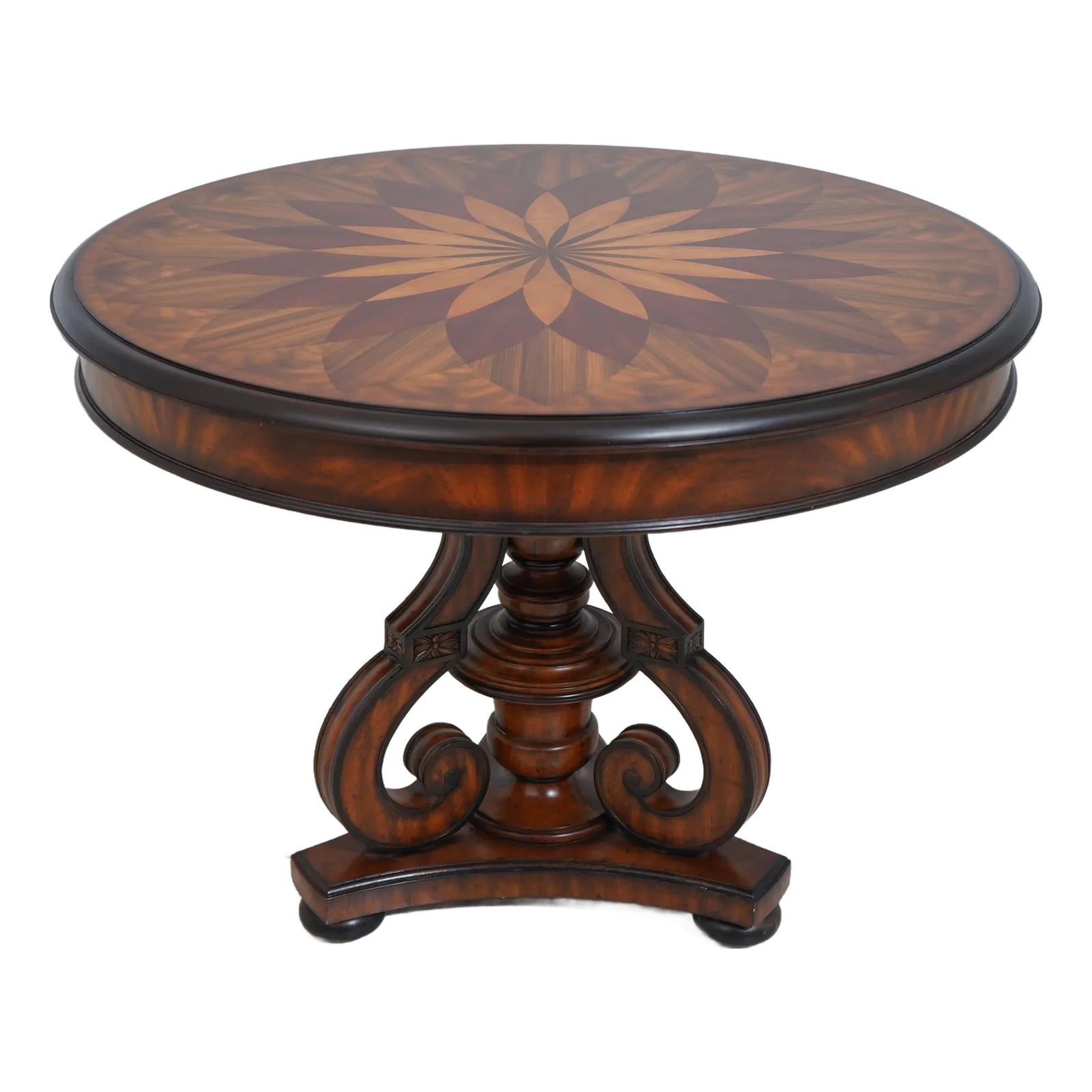 Maitland Smith Round Inlaid Center Table | Chairish