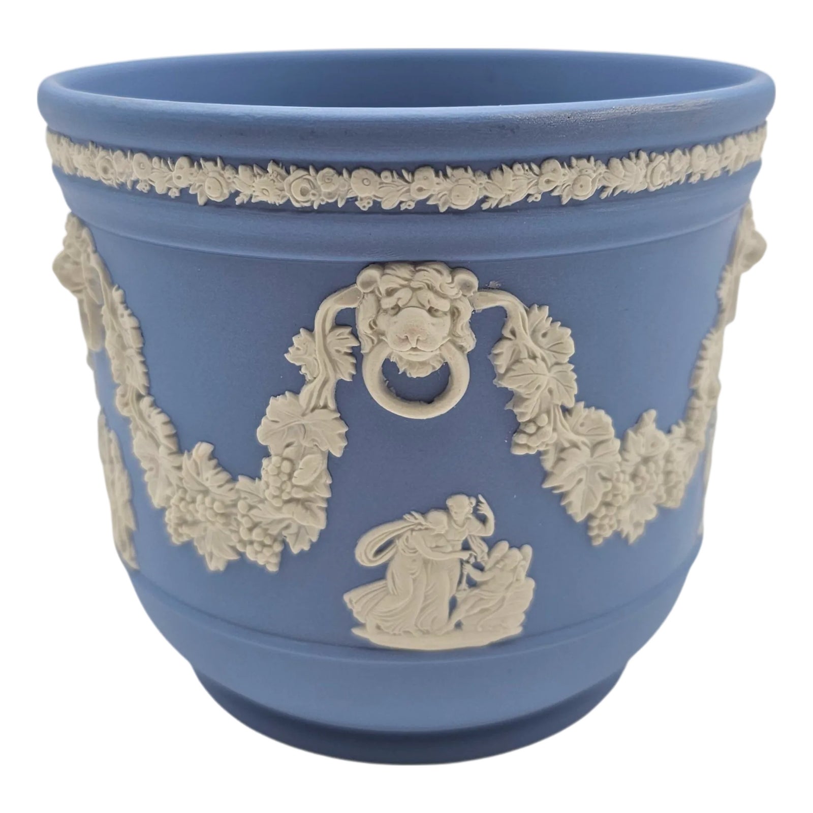 Wedgwood Blue Jasperware Lion Head Cachepot Planter, Neoclassical ...