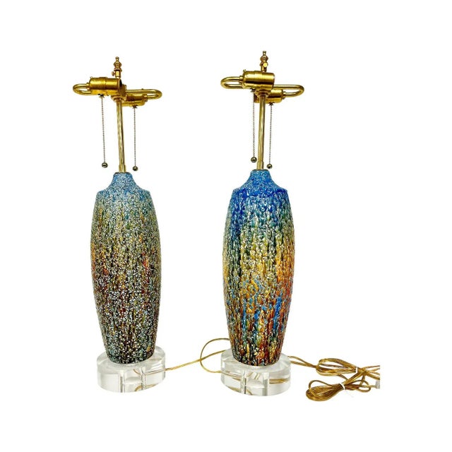 Colorful Vintage Danish Table Lamps With Splatter Glaze on Ceramic, Mid ...