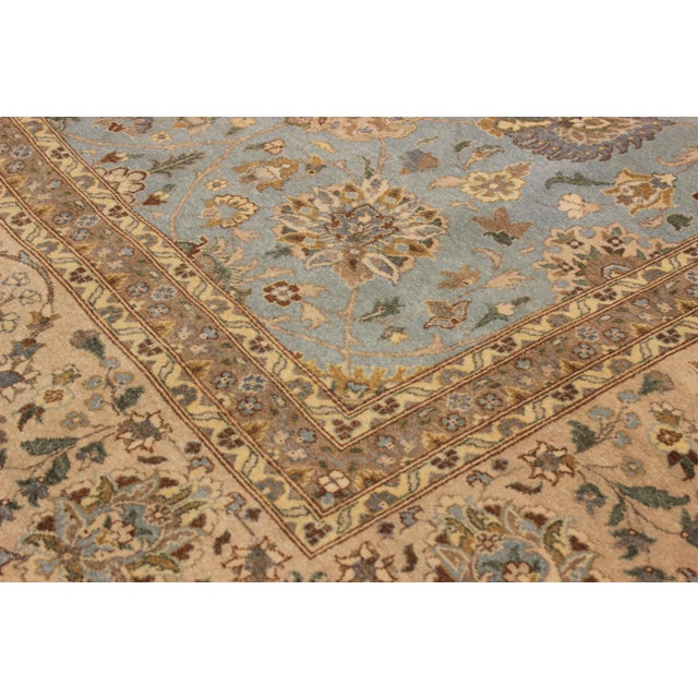Shabby Chic Istanbul Light Blue & Tan Wool Rug - 10'3 X 14'0 | Chairish