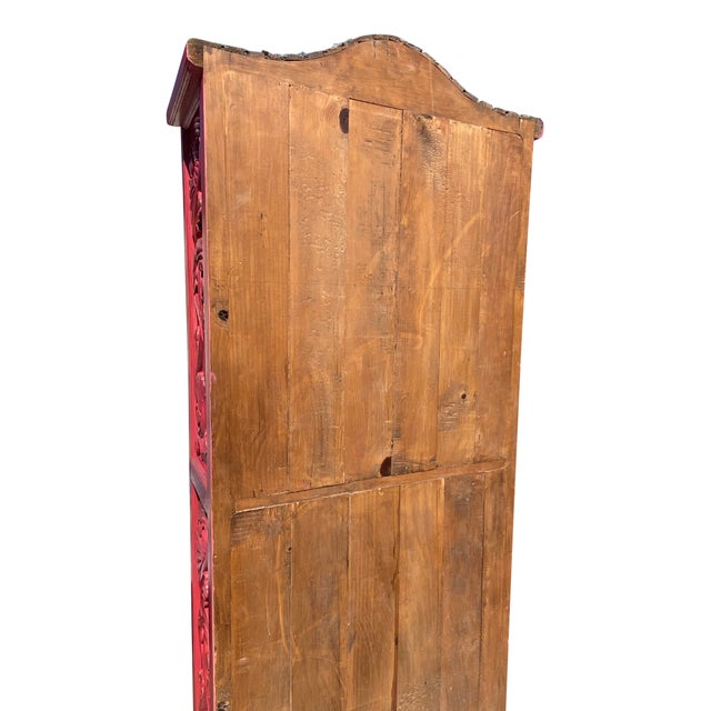 Rustic Style Hand Carved Wood Cabinet | Chairish