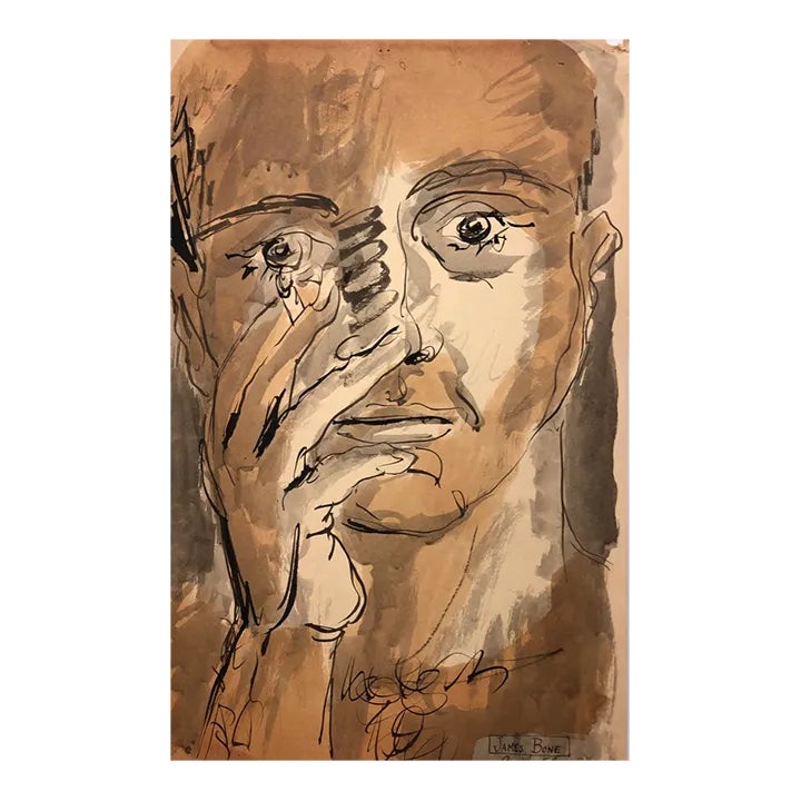 1958 James Bone 28th Birthday Self Portrait | Chairish