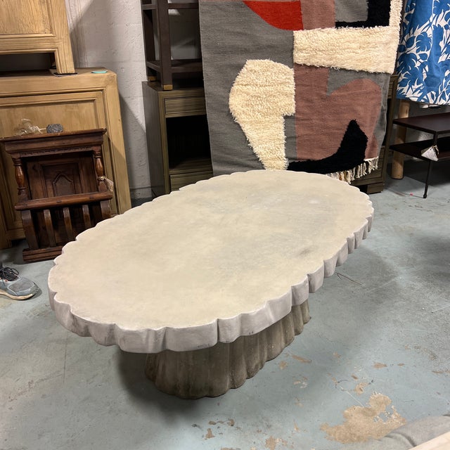 Scalloped Concrete Coffee Table | Chairish